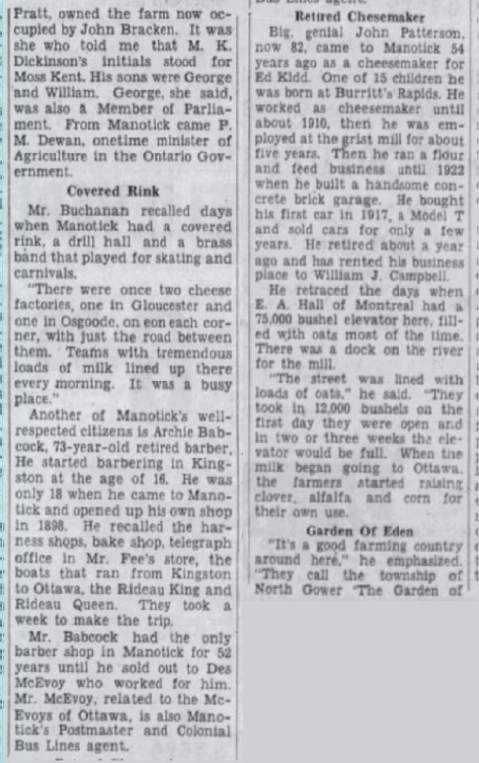 Manotick - Rideau Township Historical Society